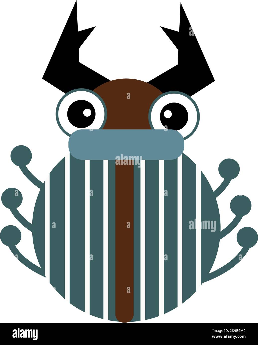 Funny horned beetle. Cartoon bug. Insect character Stock Vector Image ...