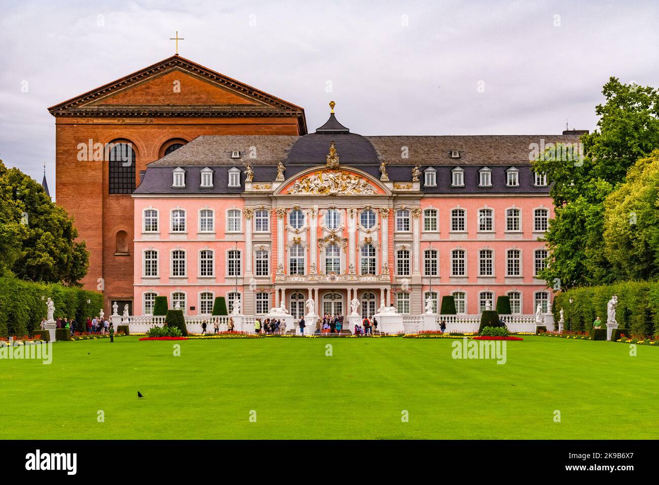 Famous view of the Electoral Palace in Trier, Germany with the basilica ...