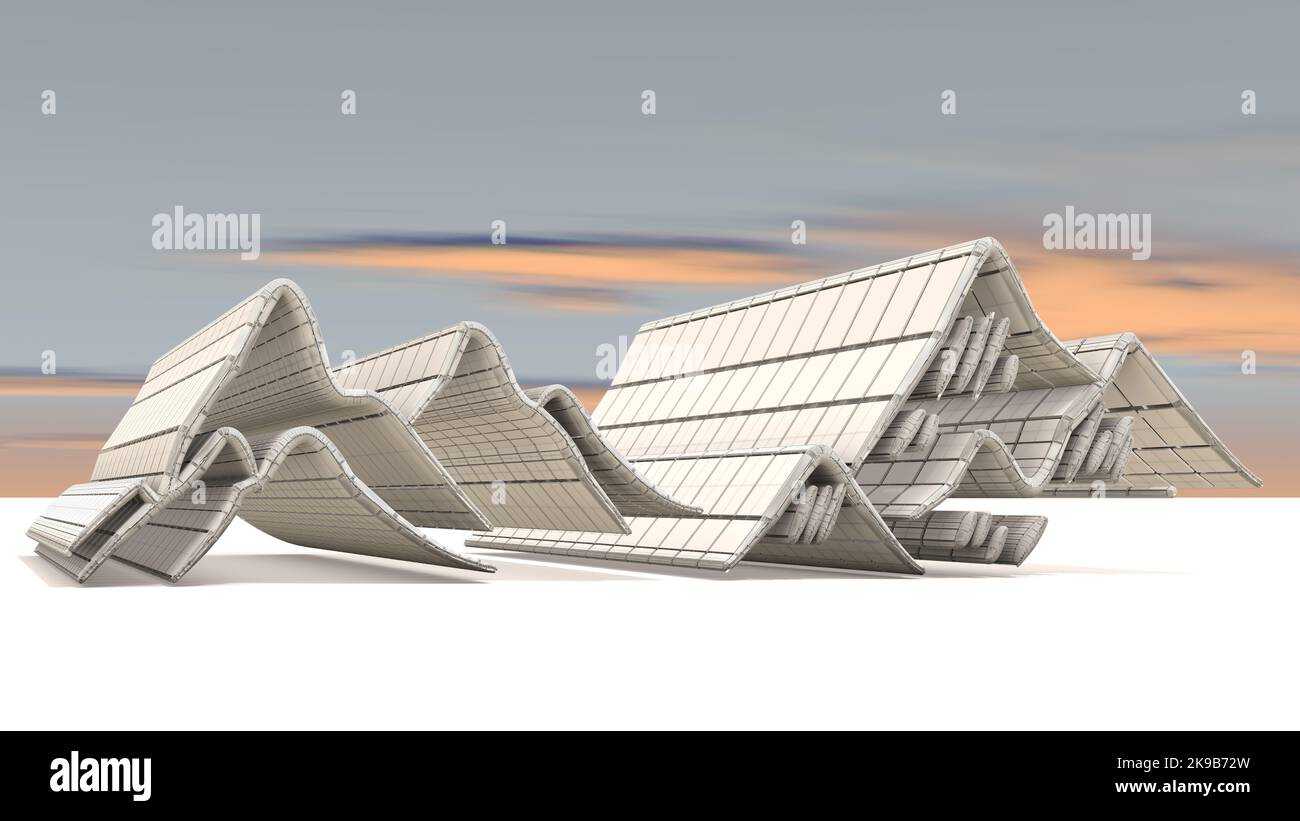 3D Illustration of an architectural structure based on the contours of ...