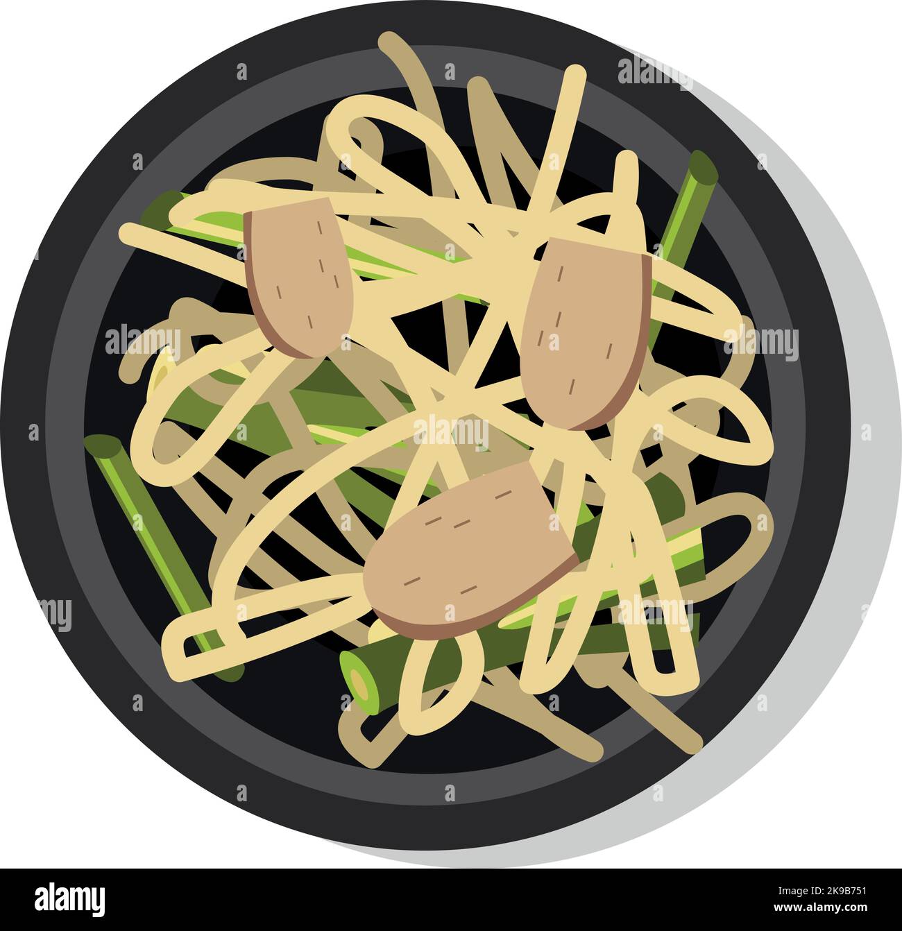 Top view noodles seafood Stock Vector Images - Alamy