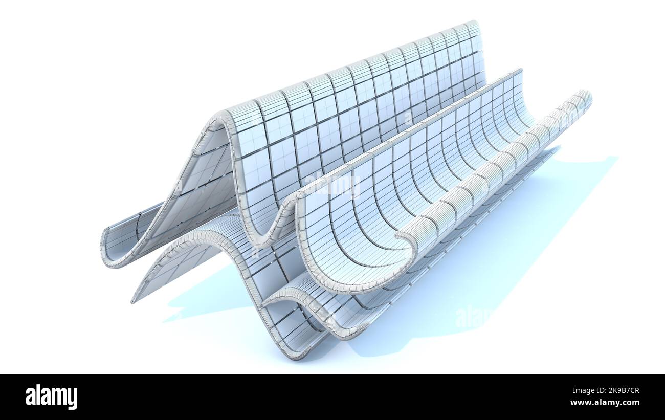 3D Illustration of an architectural structure based on the contours of ...
