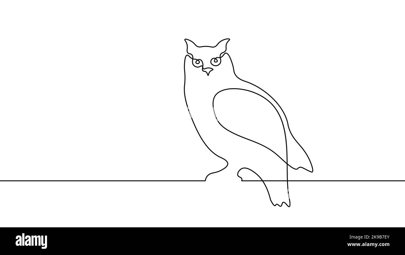 Online education owl one line graduation concept. E-learning training ...