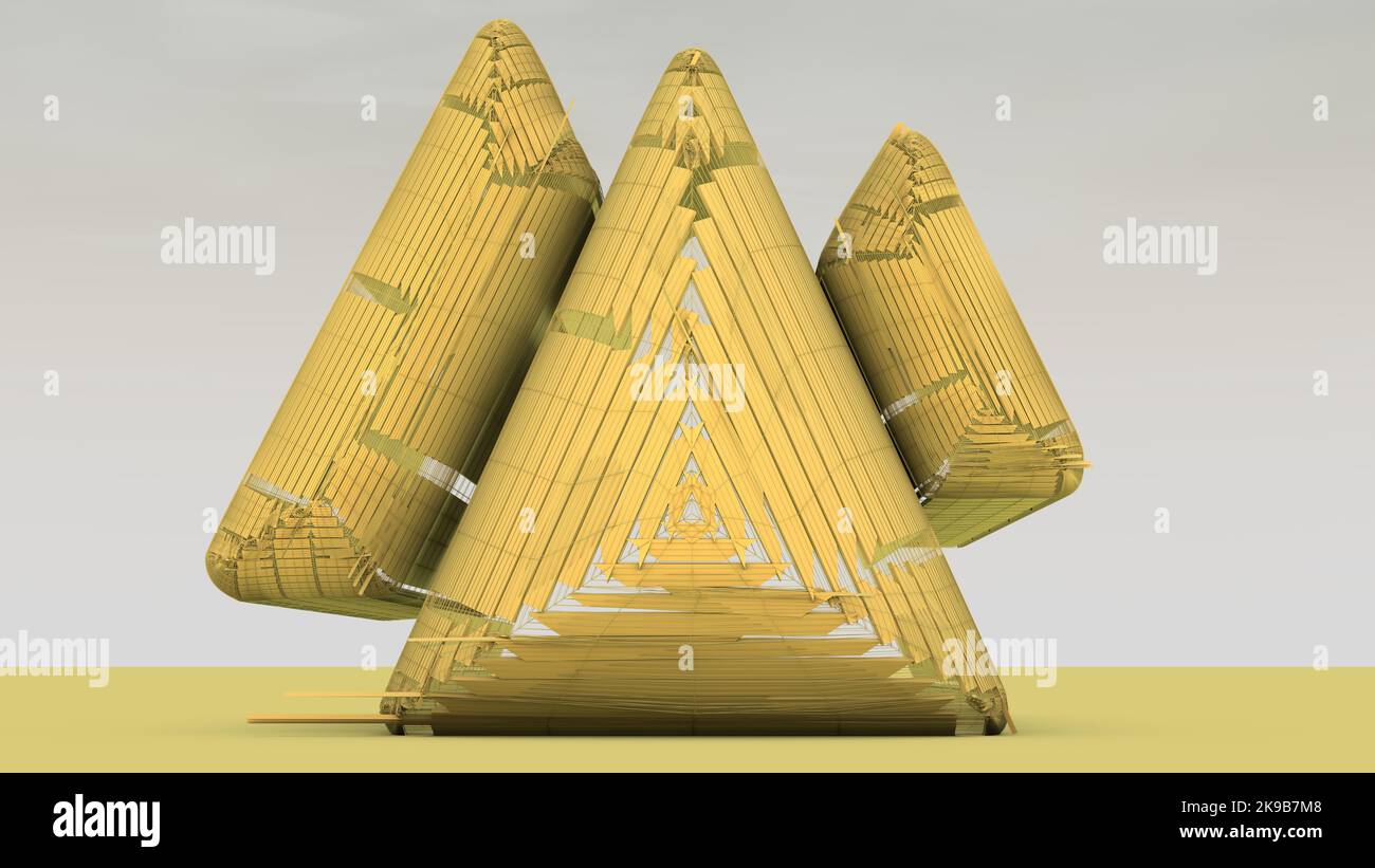 3D Illustration of an architectural structure based on the contours of ...