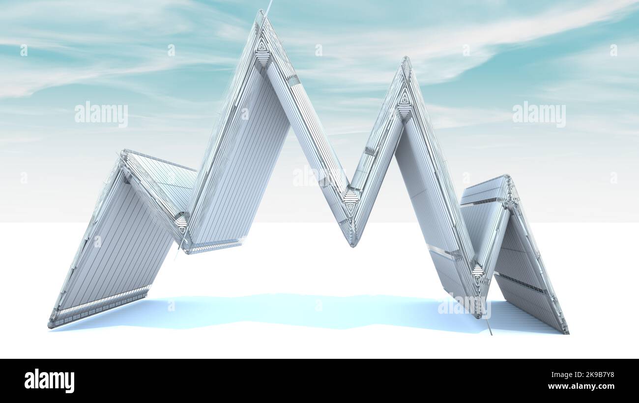 3D Illustration of an architectural structure based on the contours of ...