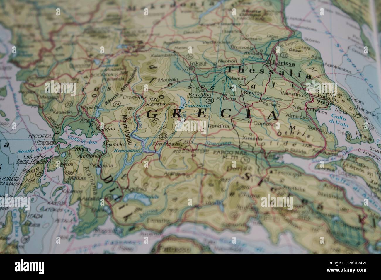 Physical map of Greece with the main roads, rivers, cities and ...