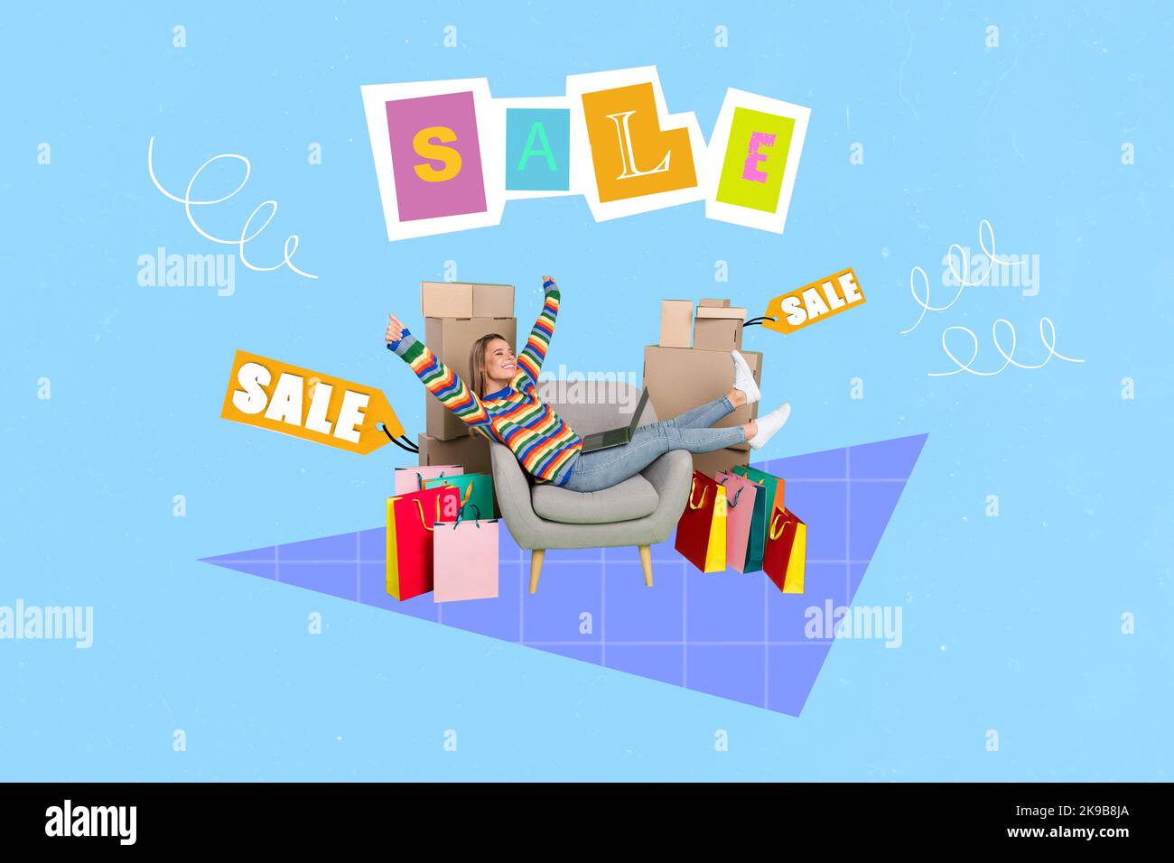 Photo cartoon comics sketch picture of happy smiling lady ordering ...