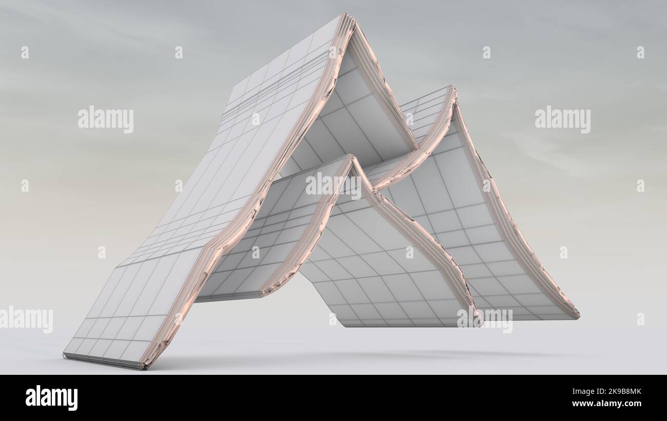 3D Illustration of an architectural structure based on the contours of ...