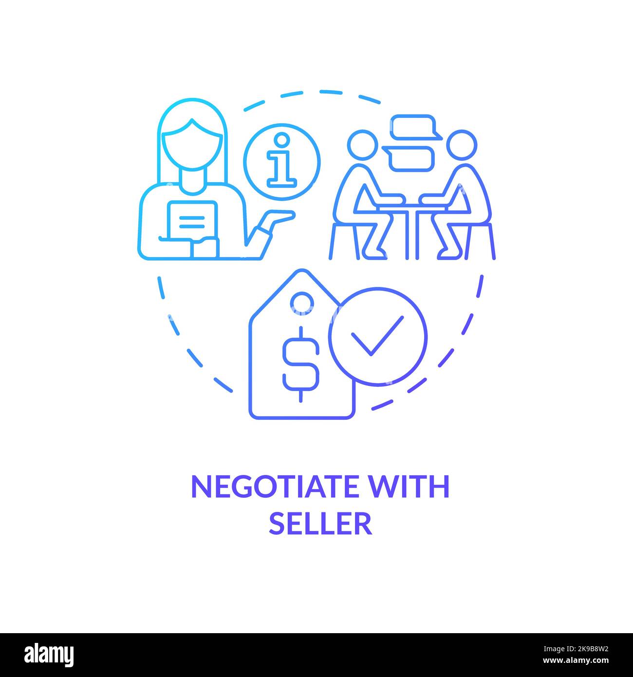Negotiate with seller blue gradient concept icon Stock Vector Image ...