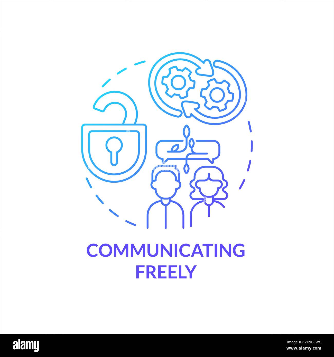 Communicating freely in workplace blue gradient concept icon Stock ...