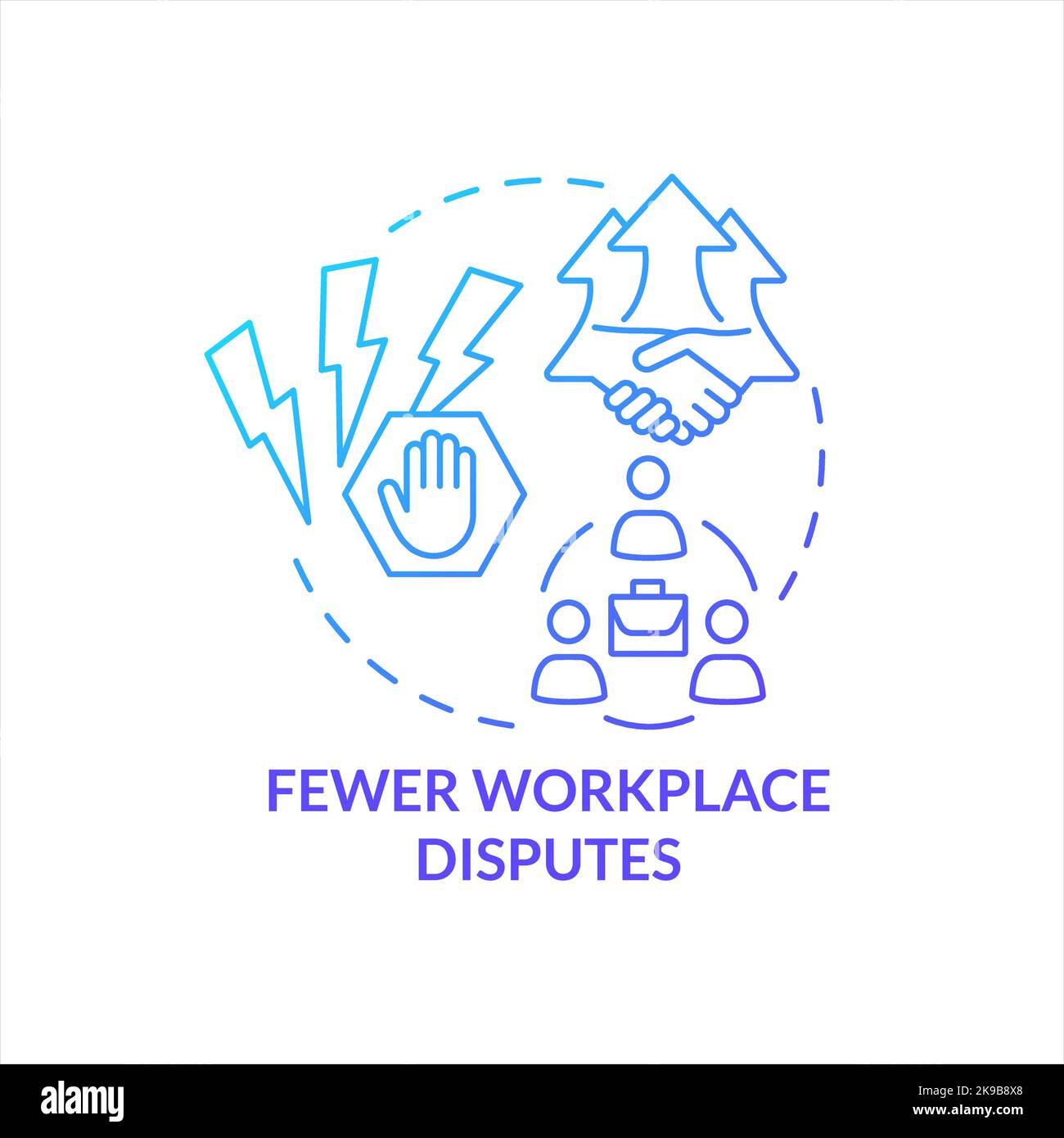 Lowering workplace disputes blue gradient concept icon Stock Vector ...