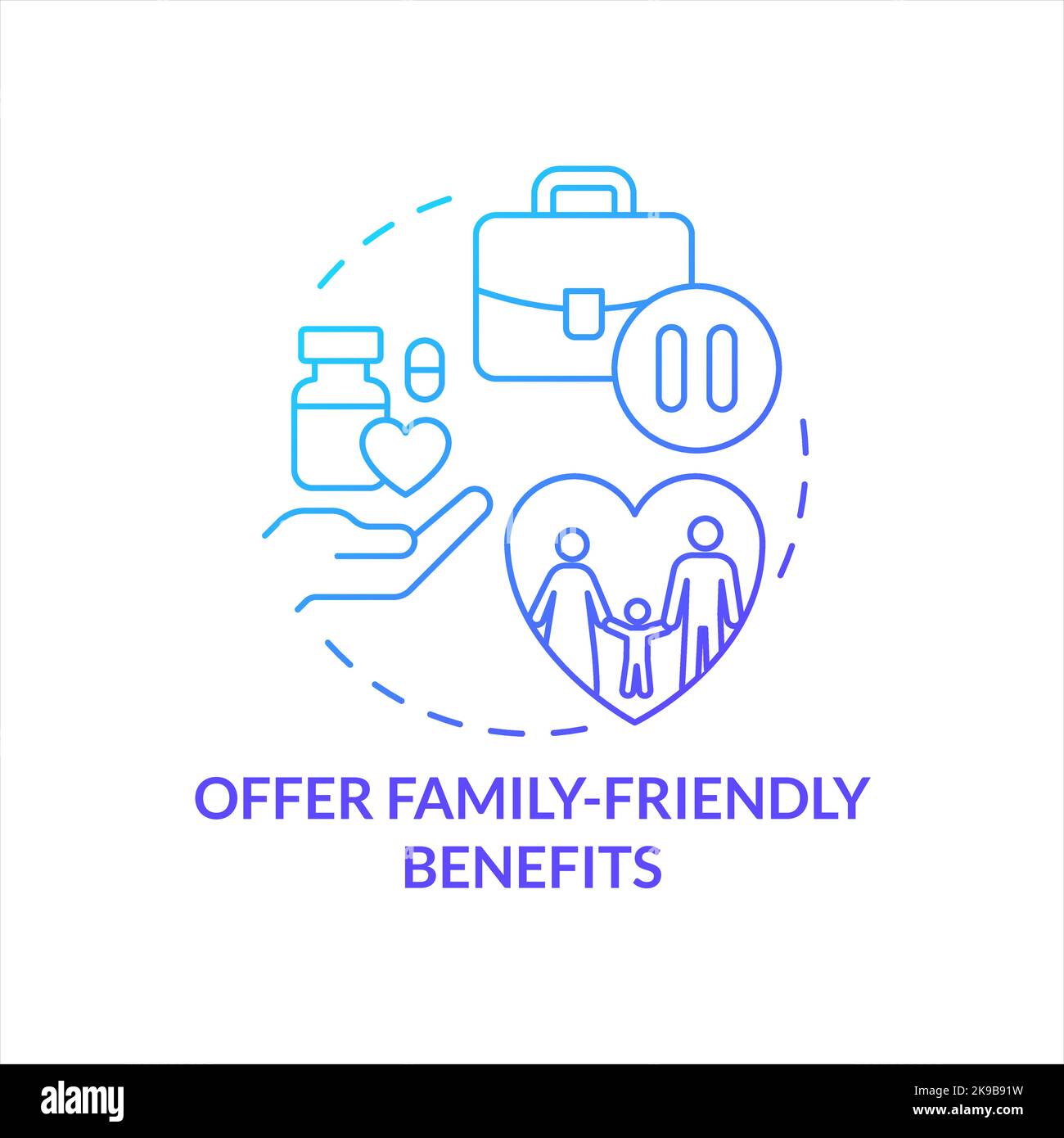 Offer family-friendly benefits blue gradient concept icon Stock Vector ...