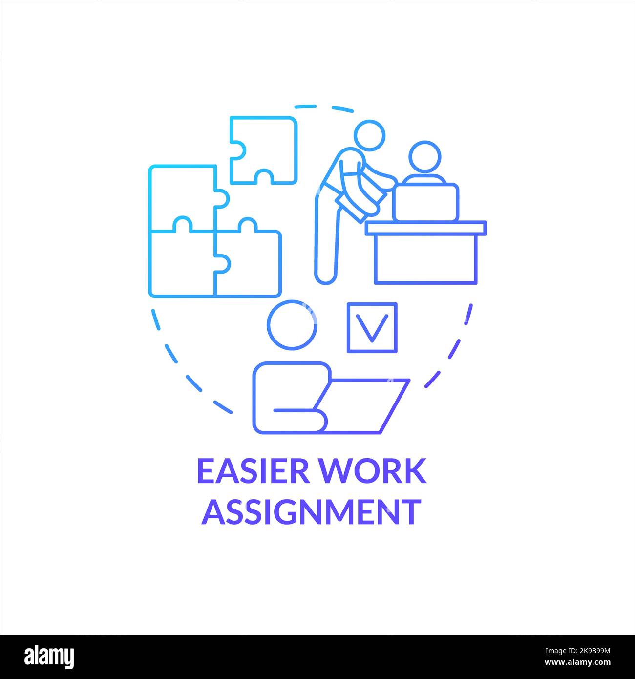 Easier work assignment blue gradient concept icon Stock Vector Image ...