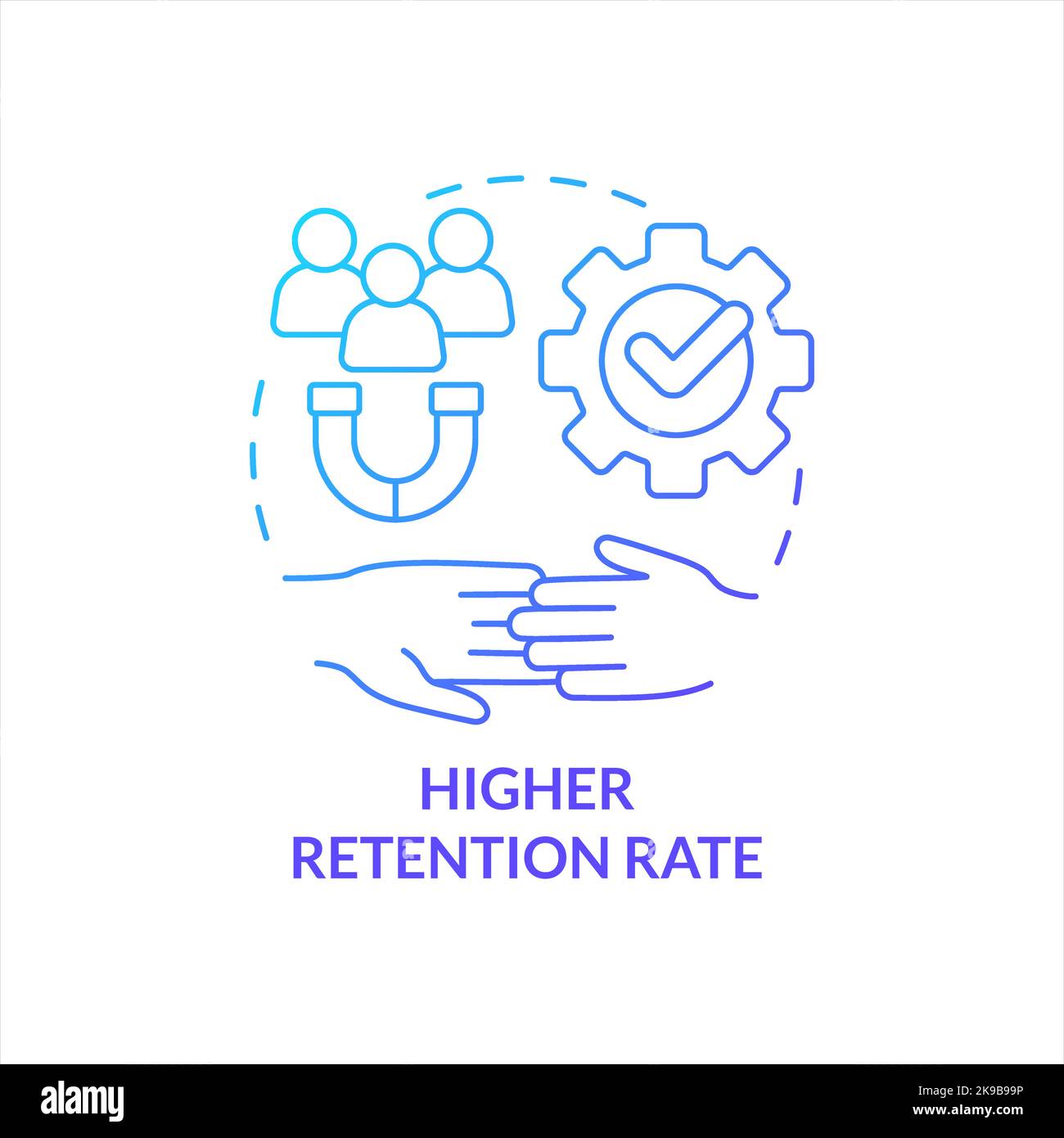 Higher retention rate blue gradient concept icon Stock Vector Image ...