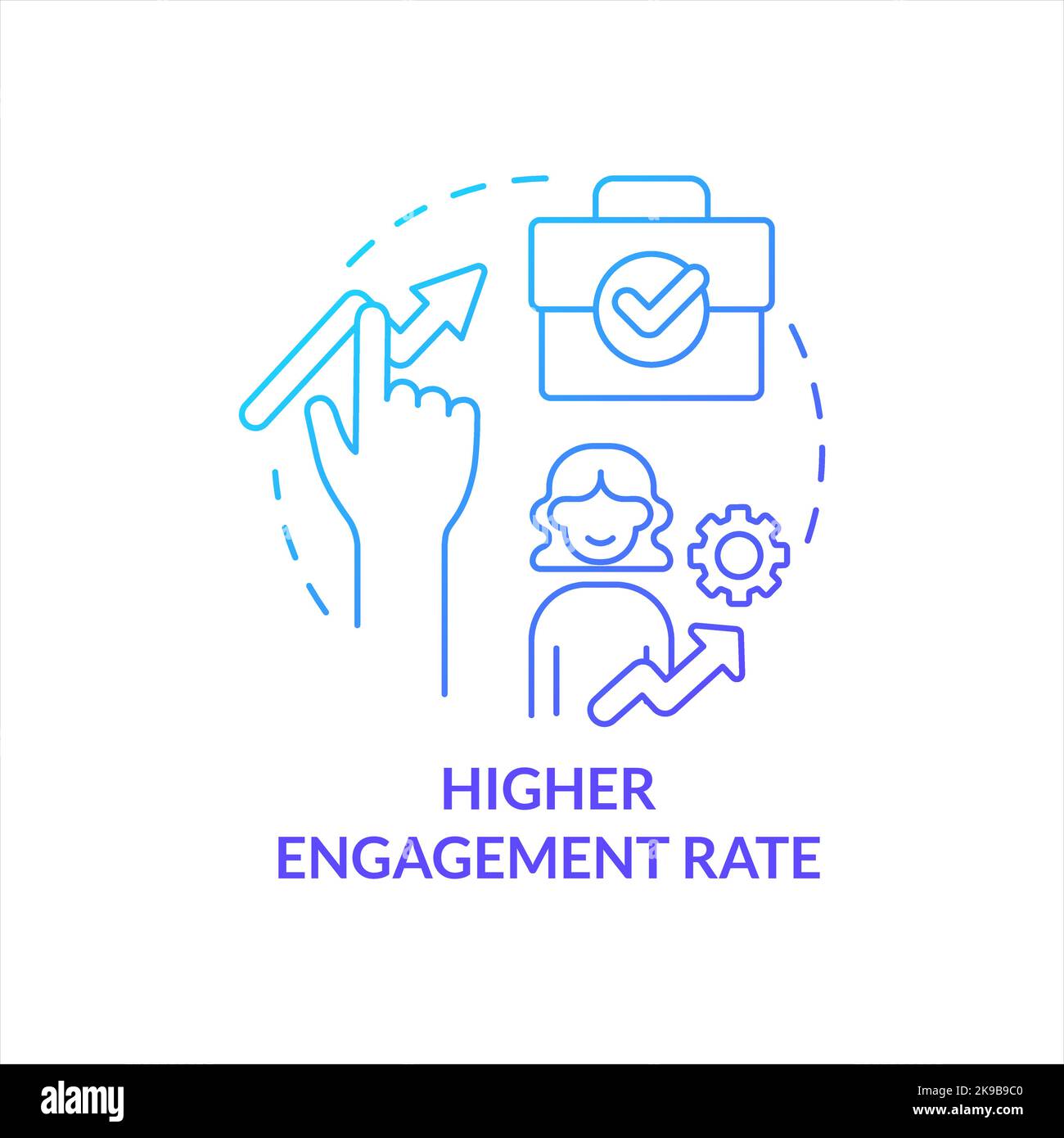 Higher engagement rate blue gradient concept icon Stock Vector Image ...
