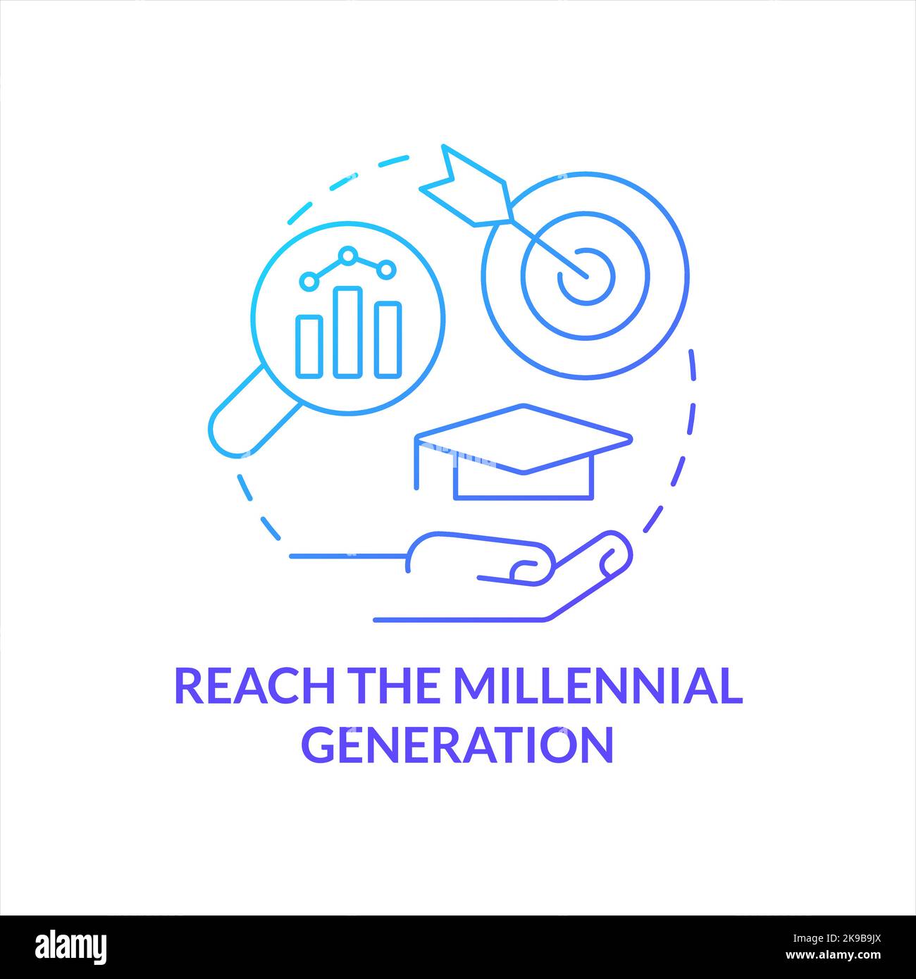 Reach millennial generation blue gradient concept icon Stock Vector ... Reach millennial generation blue gradient concept icon Stock Vector ...