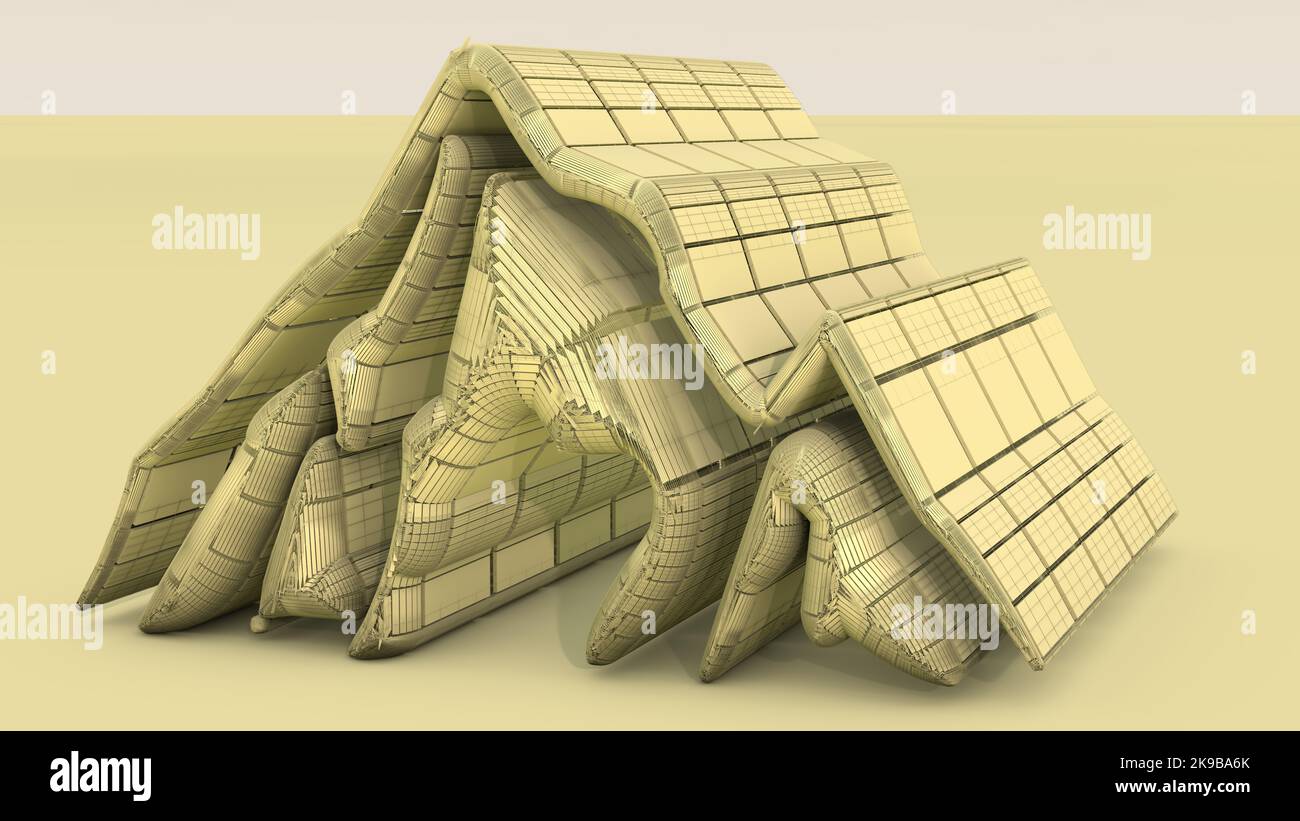 3D Illustration of an architectural structure based on the contours of ...