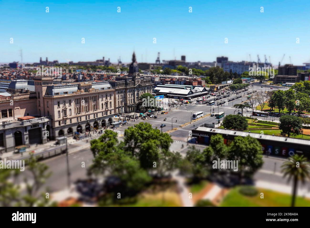 Railroad Retiro Mitre Station with Miniature Bokeh Style Stock Photo ...