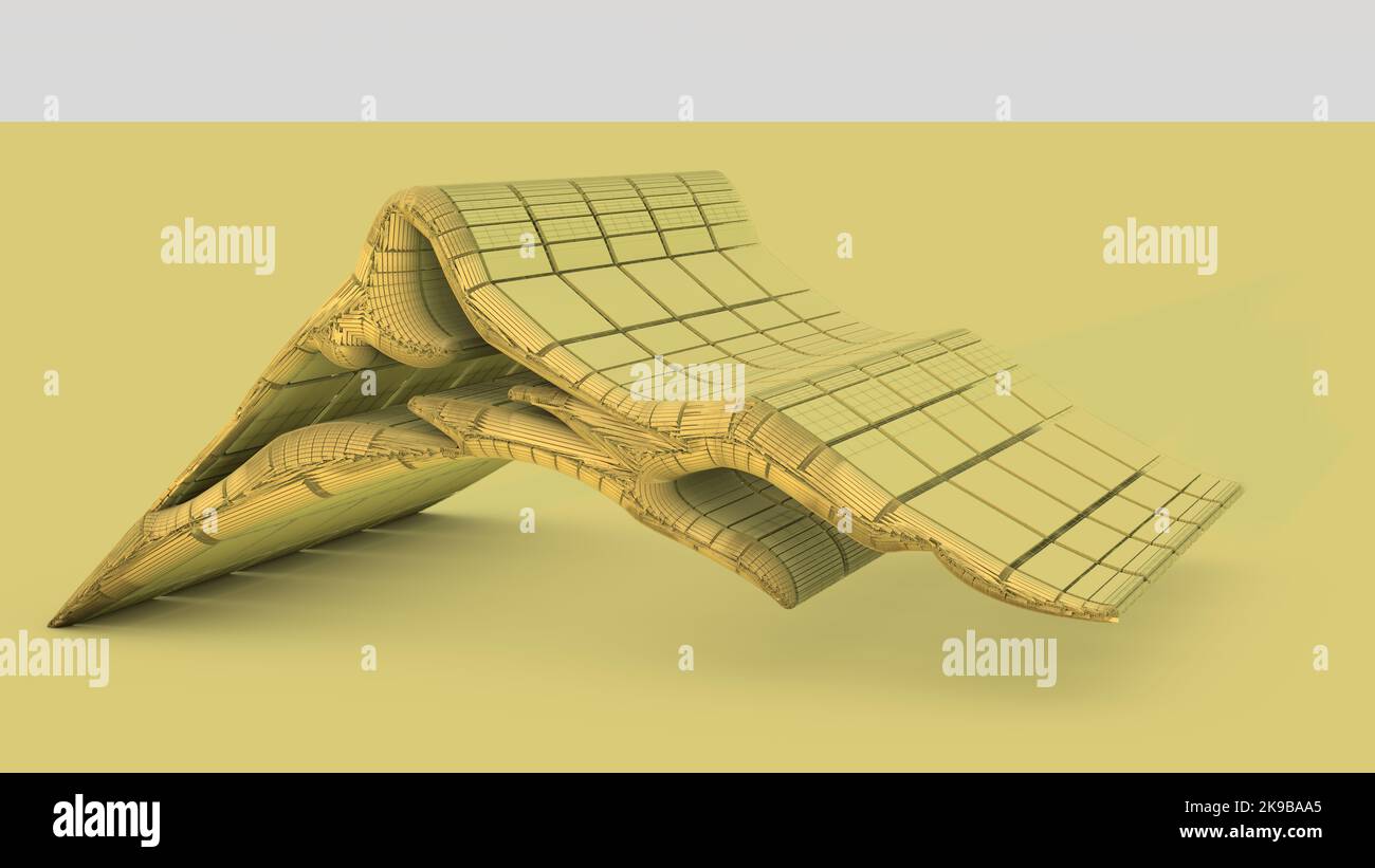 3D Illustration of an architectural structure based on the contours of ...