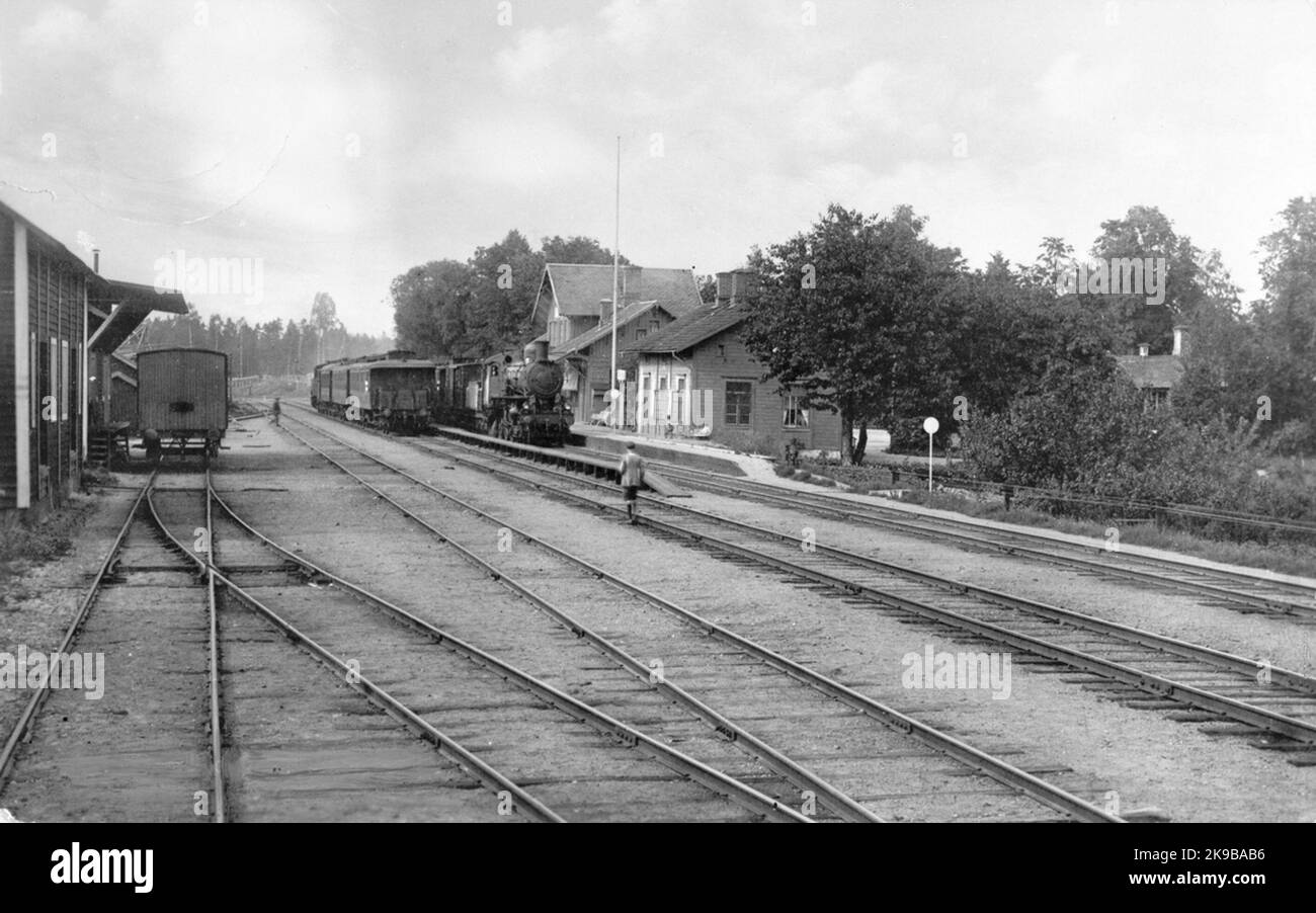 Simonstorp station, A-locomotive by train Stock Photo - Alamy