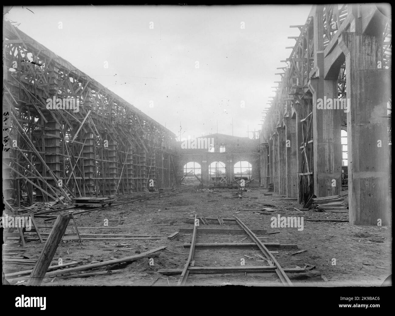 Construction of the locomotive workshop at the State Railway's railway ...