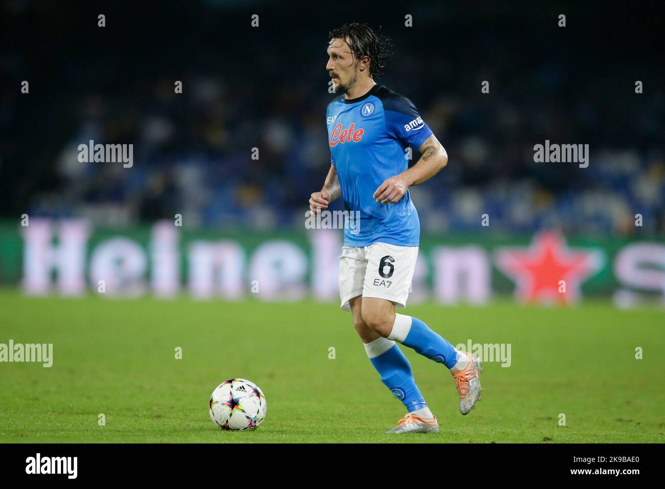 SSC Napoli's Portuguese defender Mario Rui controls the ball During the ...