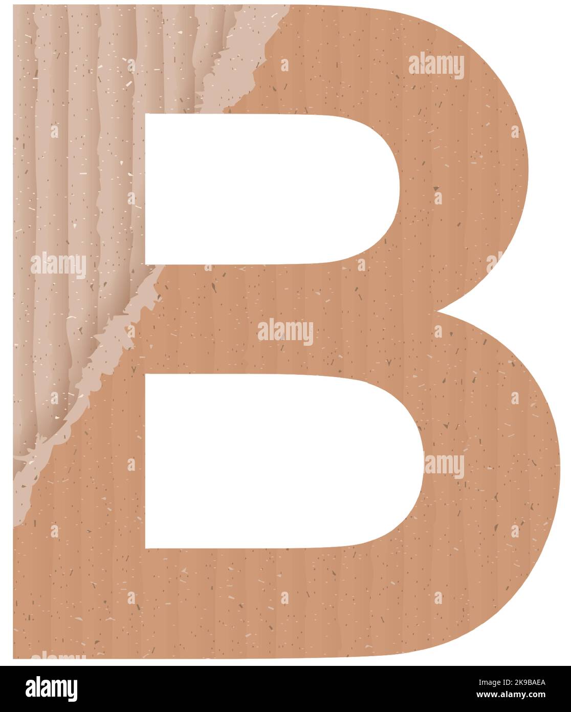Letter B of the English alphabet, gray paper cardboard texture on white ...