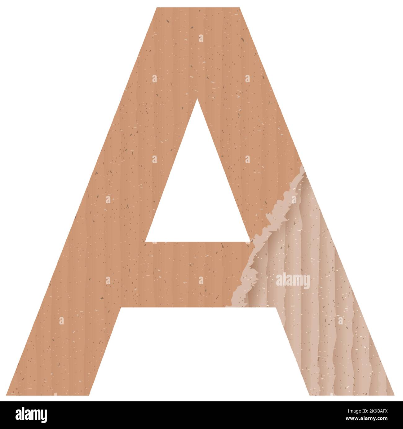 Letter A of the English alphabet, gray paper cardboard texture on white ...