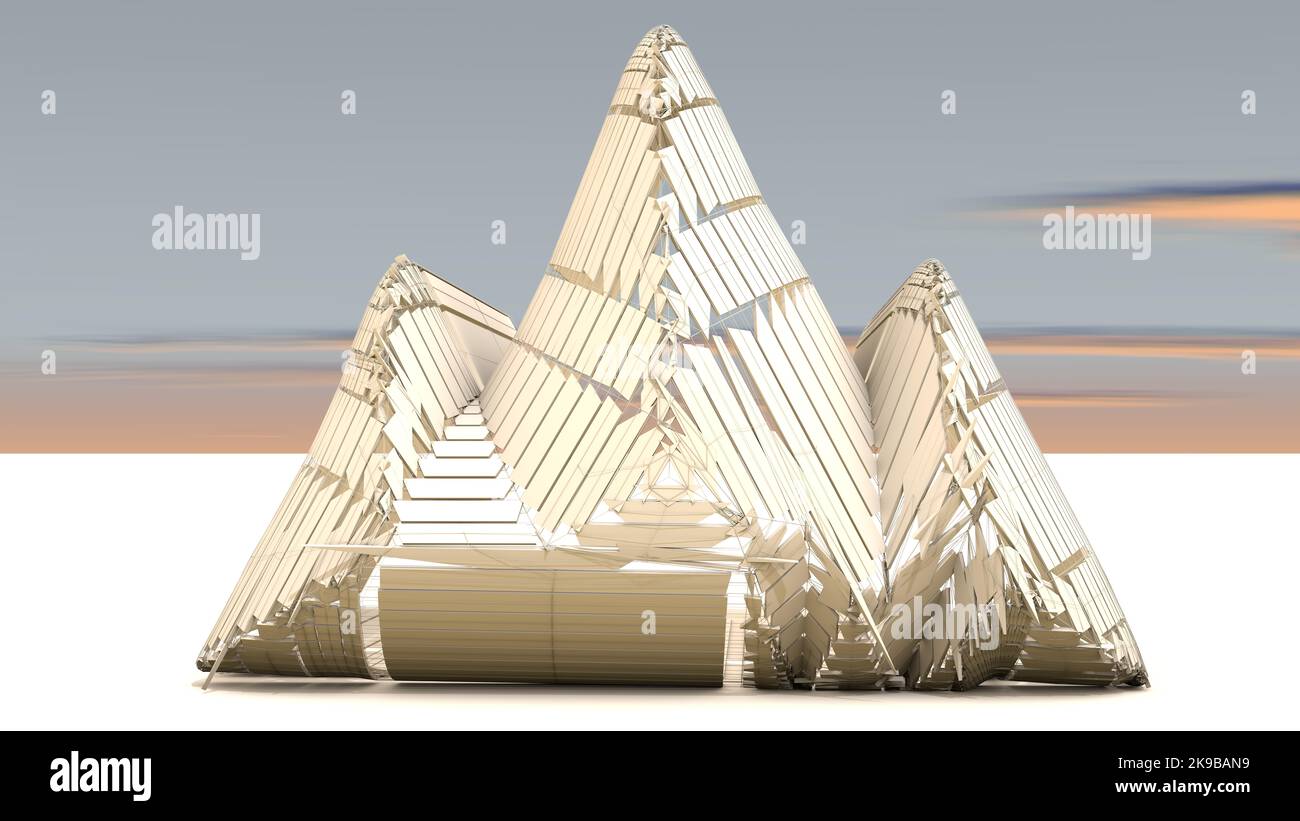 3D Illustration of an architectural structure based on the contours of ...