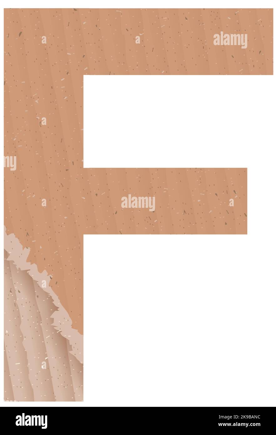 Letter F of the English alphabet, gray paper cardboard texture on white ...