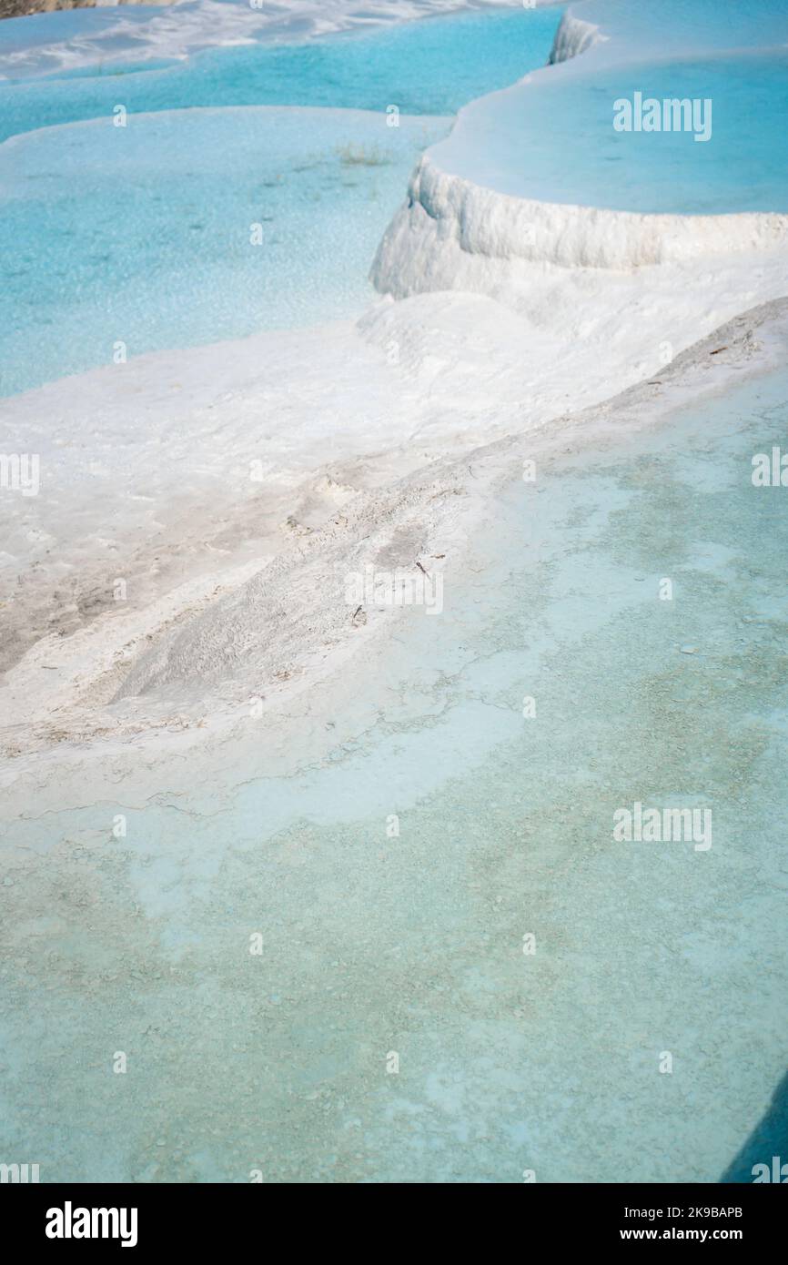 White travertines, calcite cliff of Pamukkale in Turkey Stock Photo - Alamy