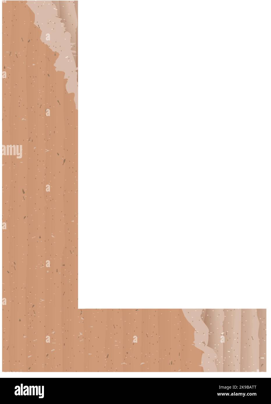Letter L of the English alphabet, gray paper cardboard texture on white ...