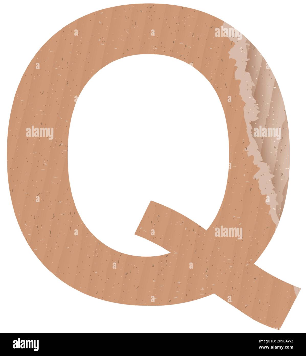 Letter Q of the English alphabet, gray paper cardboard texture on white ...
