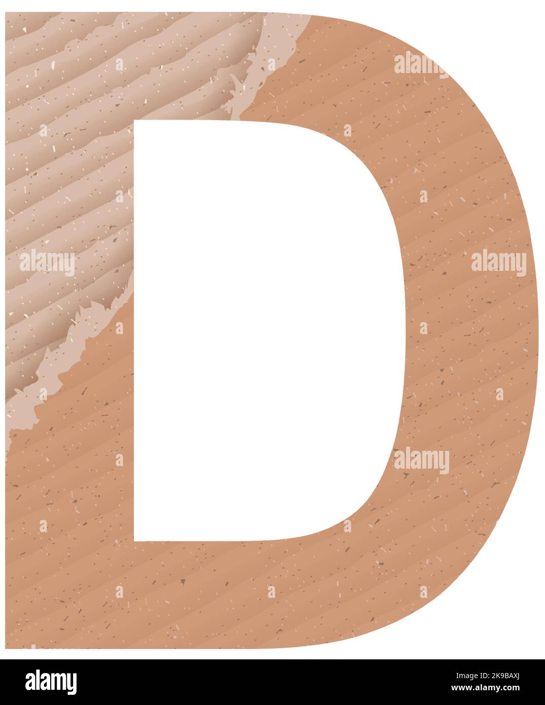 Letter D of the English alphabet, gray paper cardboard texture on white ...