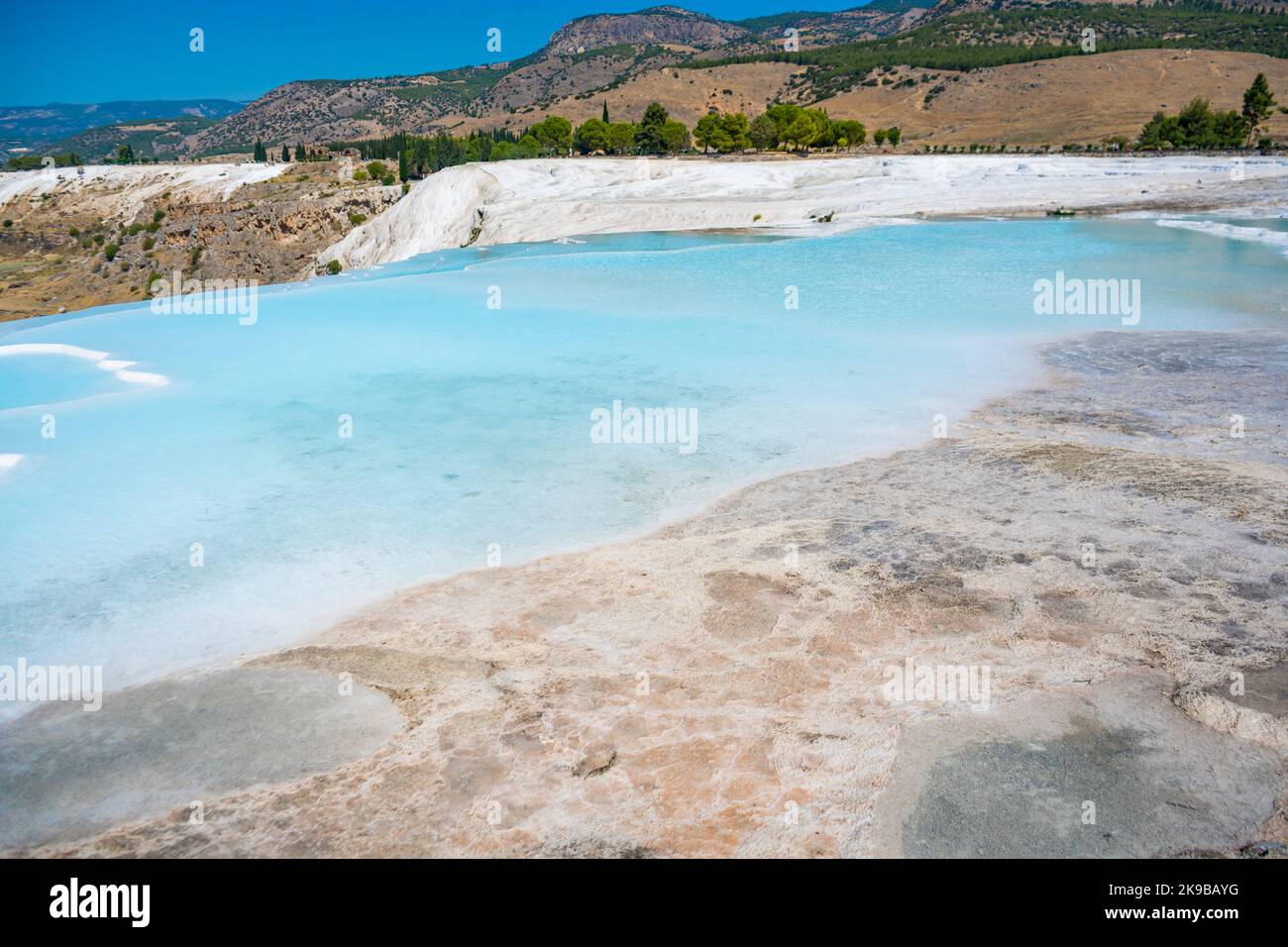 White travertines, calcite cliff of Pamukkale in Turkey Stock Photo - Alamy