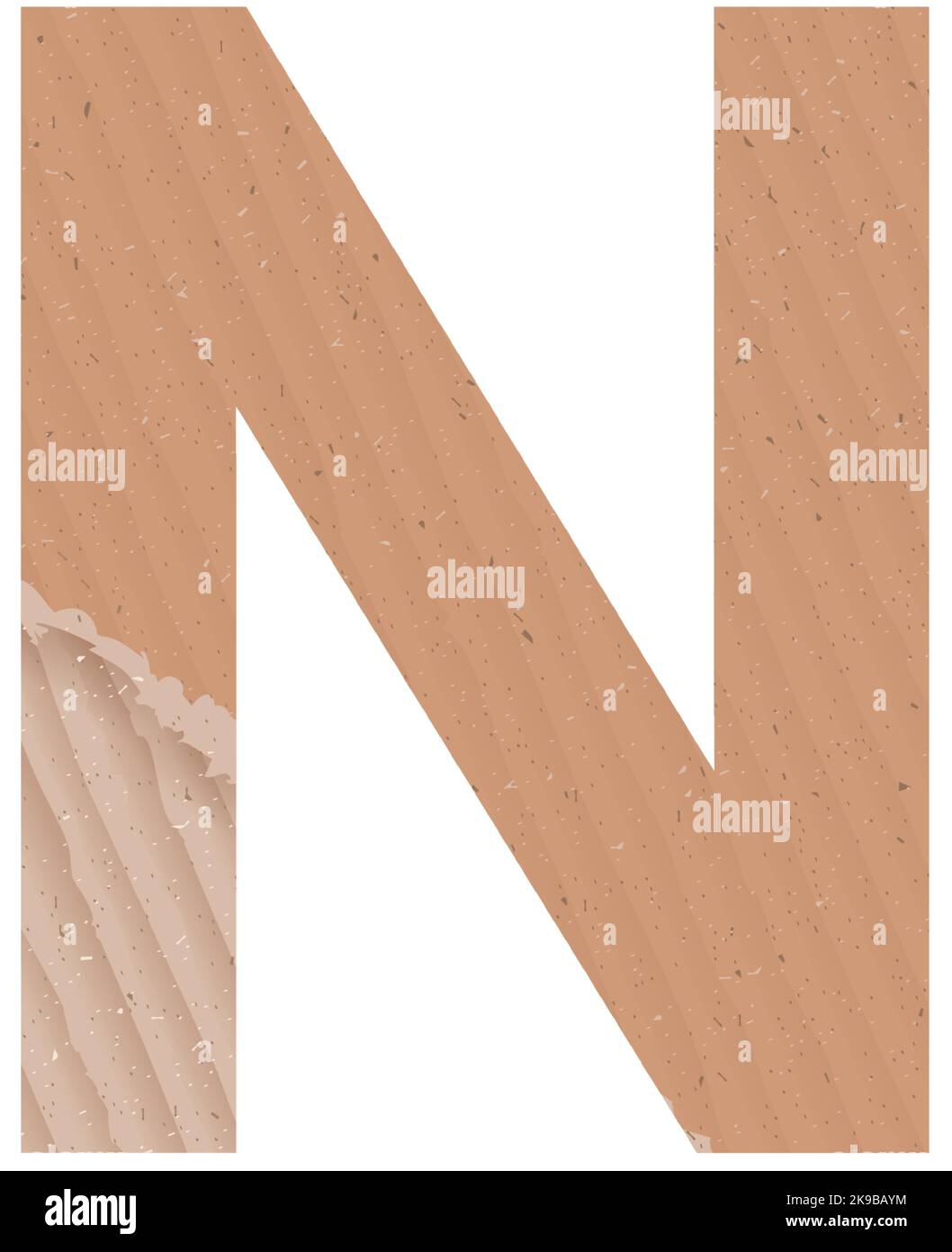 Letter N of the English alphabet, gray paper cardboard texture on white ...