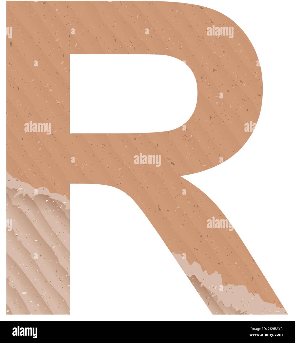 Letter R of the English alphabet, gray paper cardboard texture on white ...