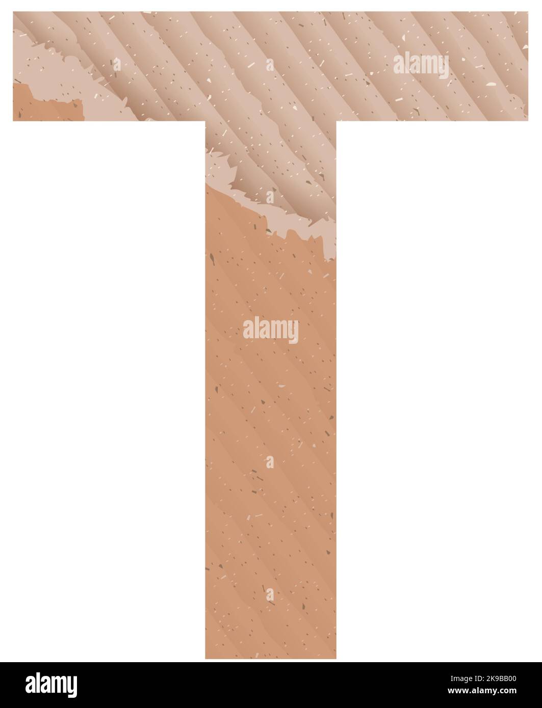Letter T of the English alphabet, gray paper cardboard texture on white ...