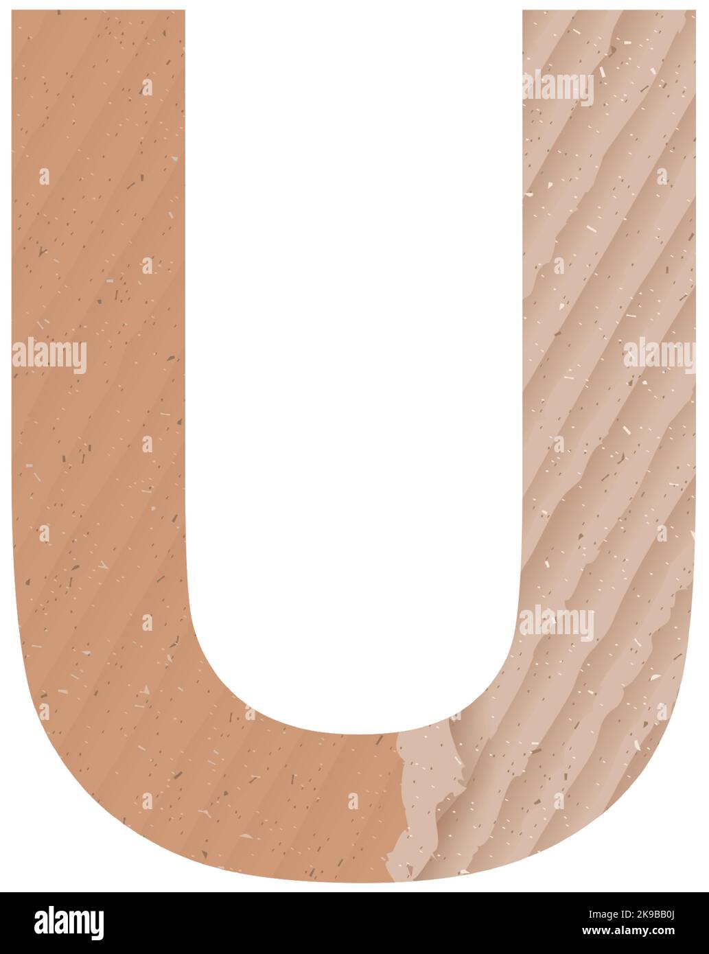 Letter U of the English alphabet, gray paper cardboard texture on white ...