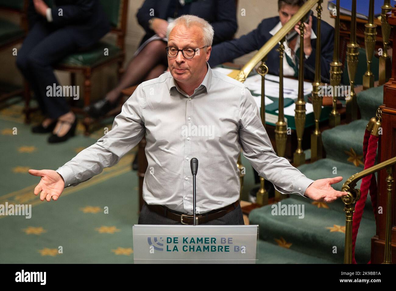 Brussels, Belgium, 27 October 2022. PVDA/PTB's Peter Mertens pictured ...
