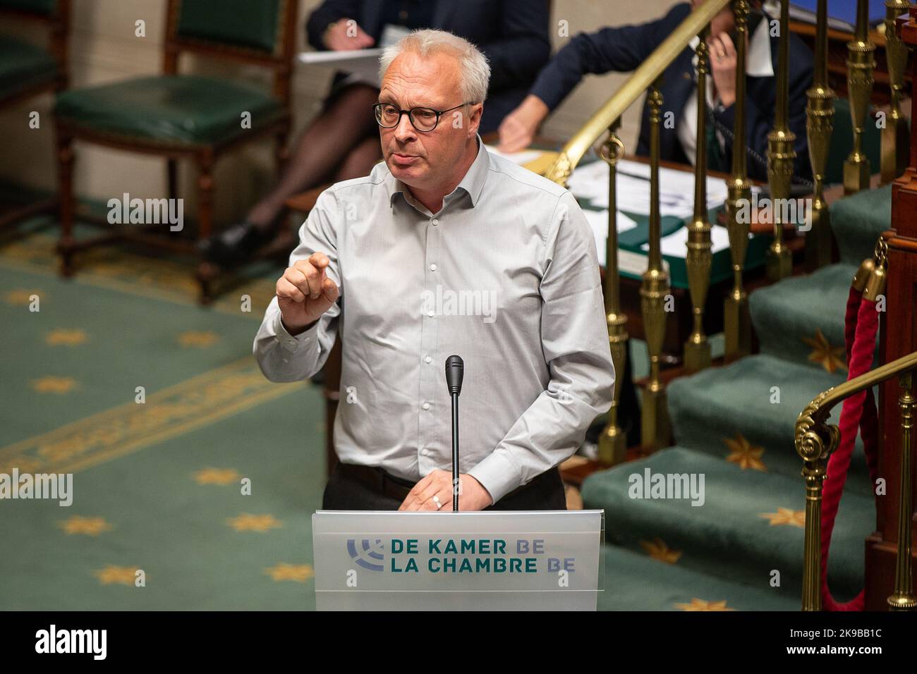 Brussels, Belgium, 27 October 2022. PVDA/PTB's Peter Mertens pictured ...