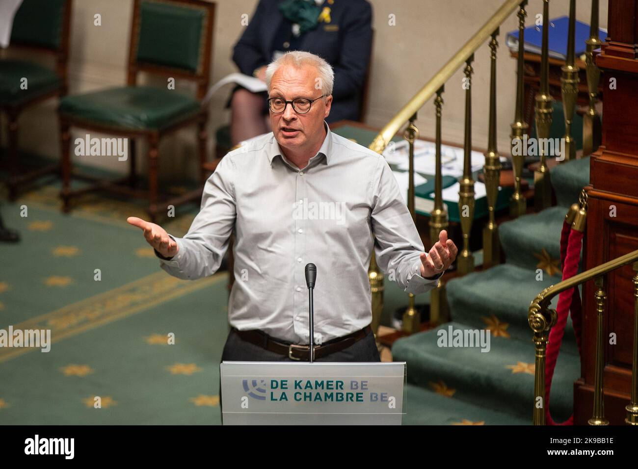 Brussels, Belgium, 27 October 2022. PVDA/PTB's Peter Mertens pictured ...