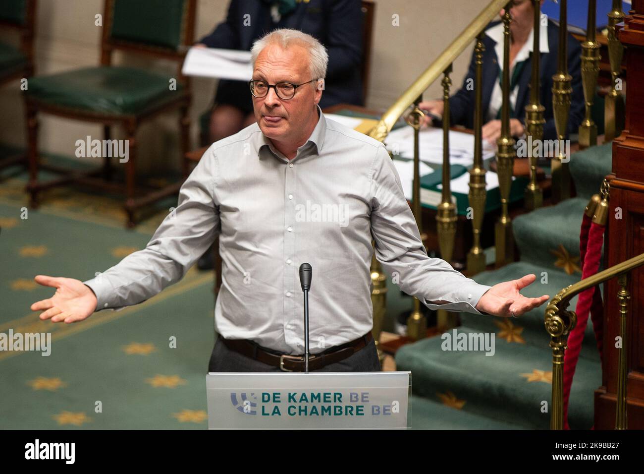 Brussels, Belgium, 27 October 2022. PVDA/PTB's Peter Mertens pictured ...