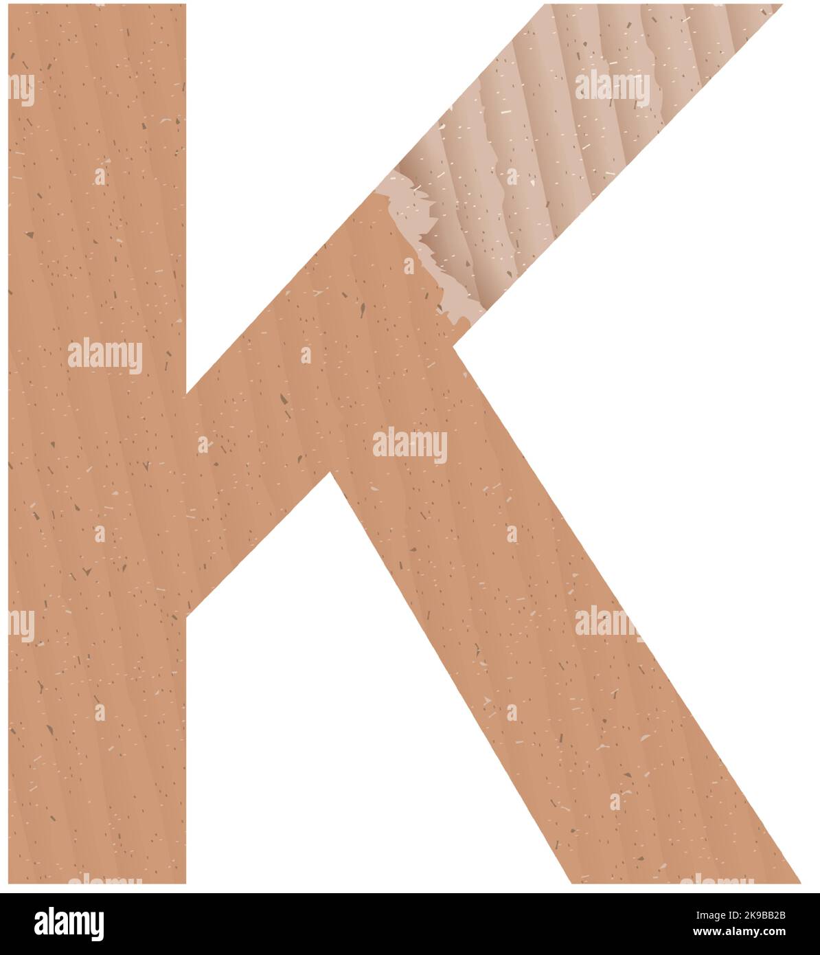 Letter K of the English alphabet, gray paper cardboard texture on white ...