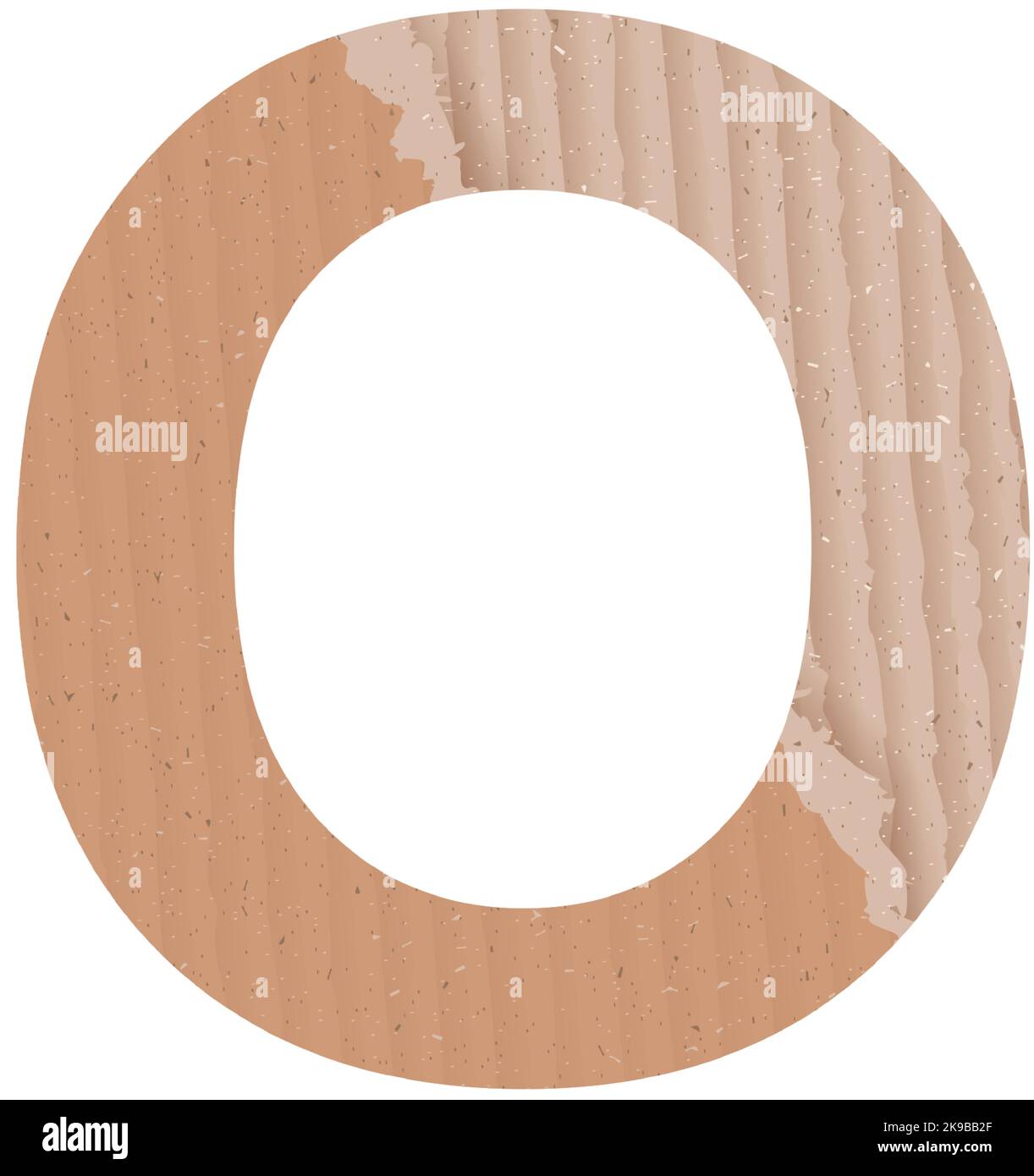 Letter O of the English alphabet, gray paper cardboard texture on white ...