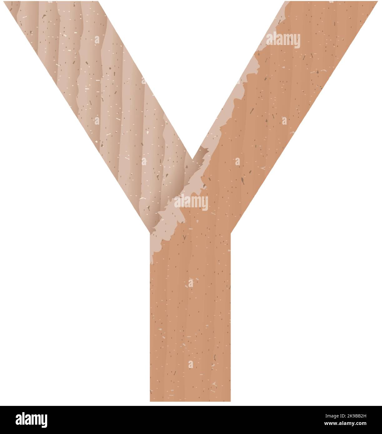 Letter Y of the English alphabet, gray paper cardboard texture on white ...
