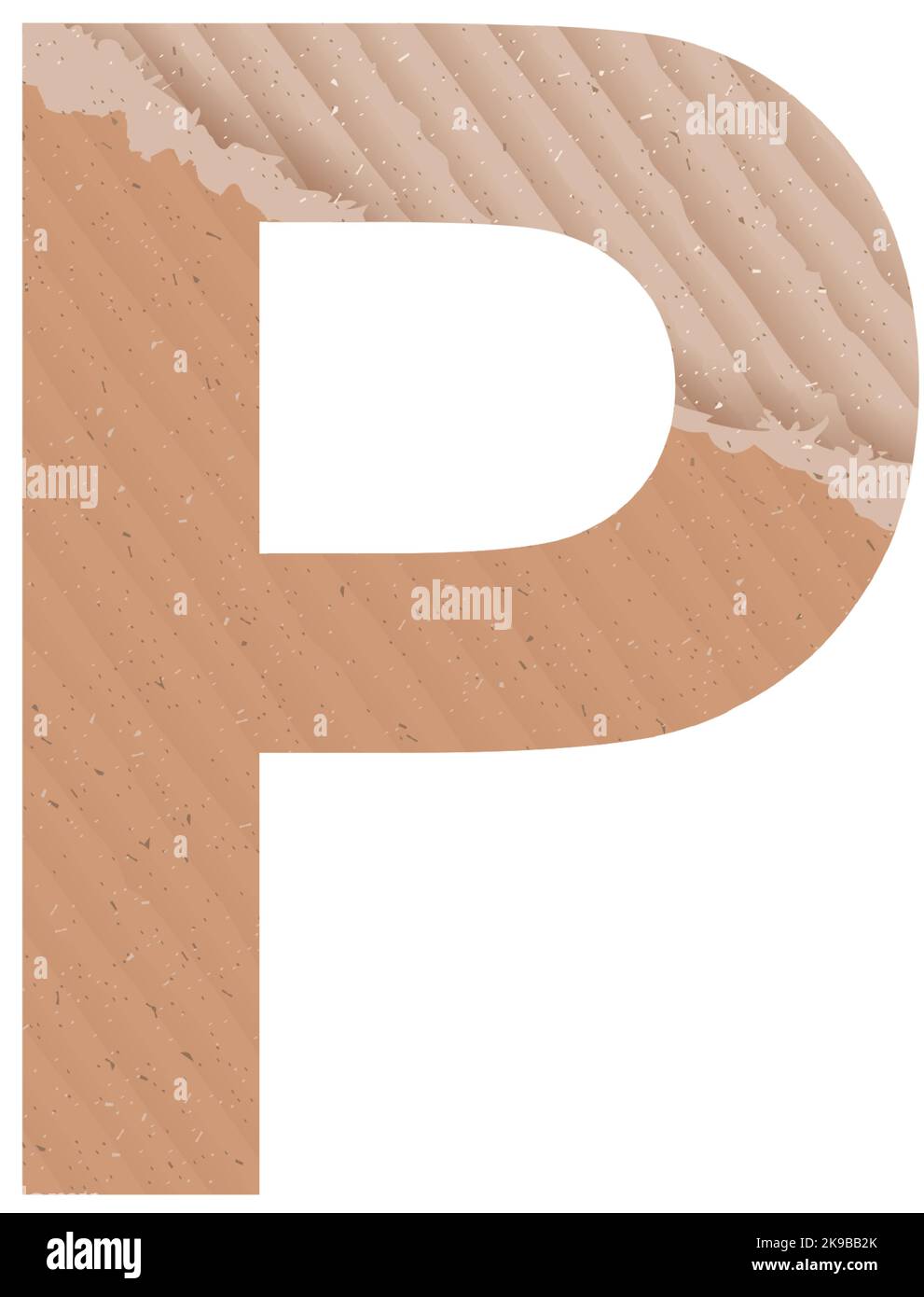 Letter P of the English alphabet, gray paper cardboard texture on white ...