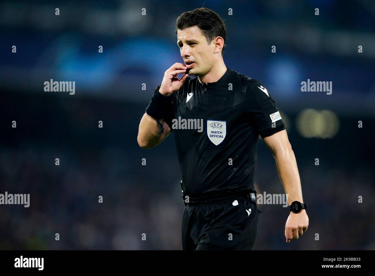 Turkish referee Halil Umut Meler looks During the Champions League ...