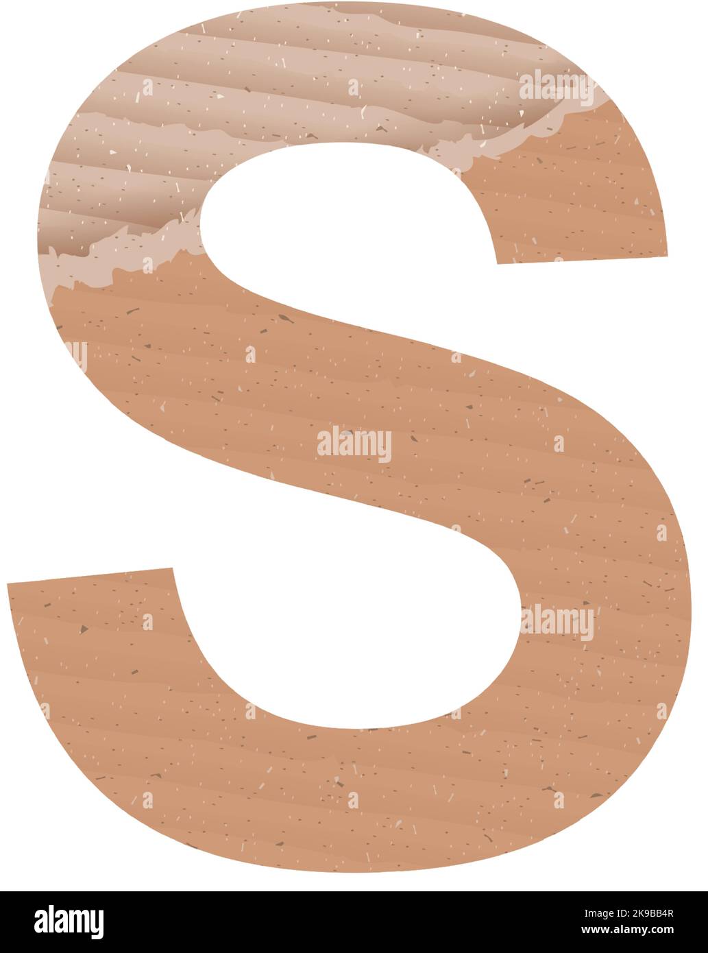 Letter S of the English alphabet, gray paper cardboard texture on white ...