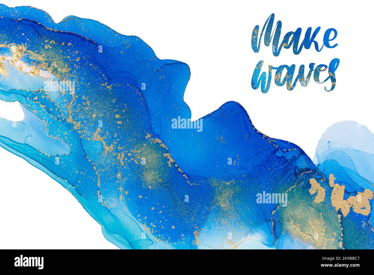 Blue Ink Flow Isolated on White Background. Artwork Template for ...