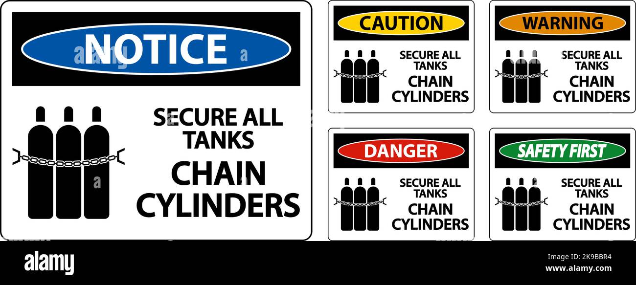 Notice Sign Secure All Tanks, Chain Cylinders Stock Vector Image & Art ...